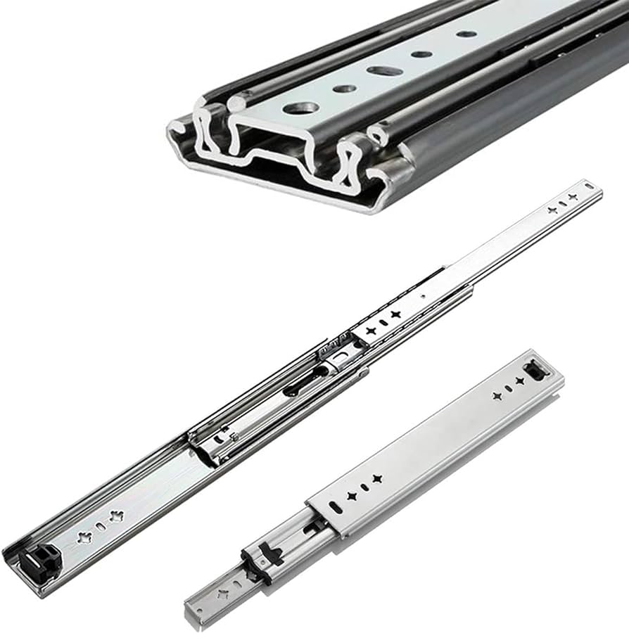 Riel para cajones pesados 14" telescópico 100% — Carpintec